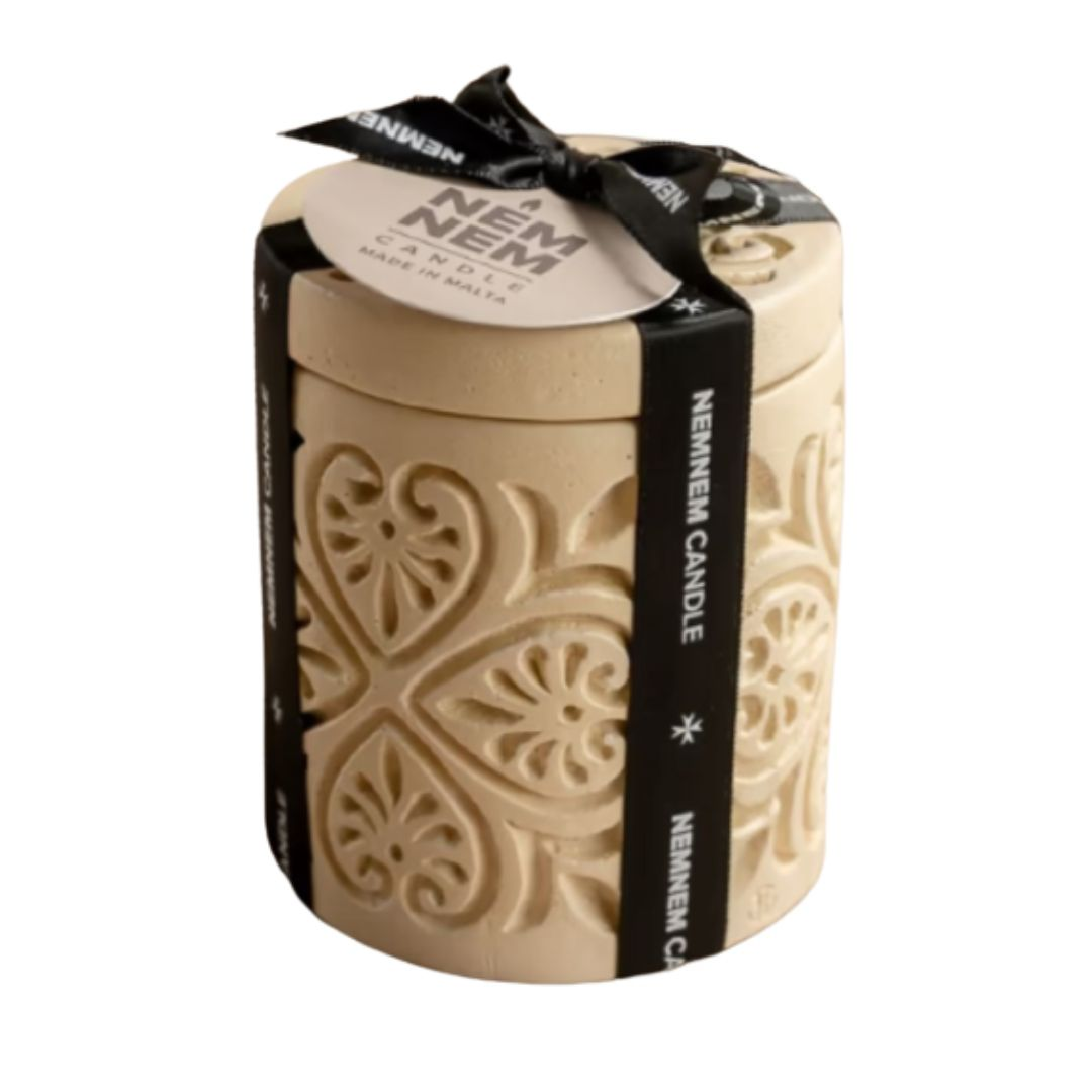 Large Cylinder Jar Maltese Heart Tile - OK Home